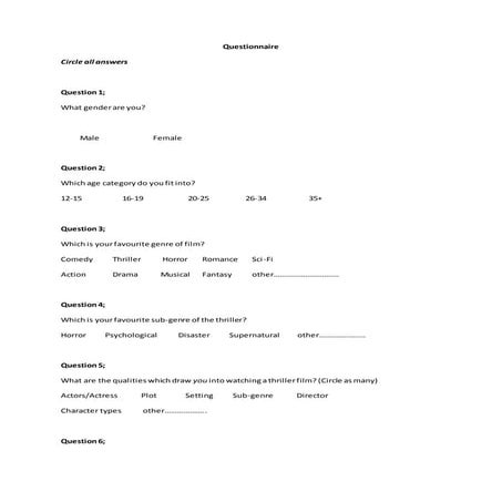 Questionnaire | DOCX