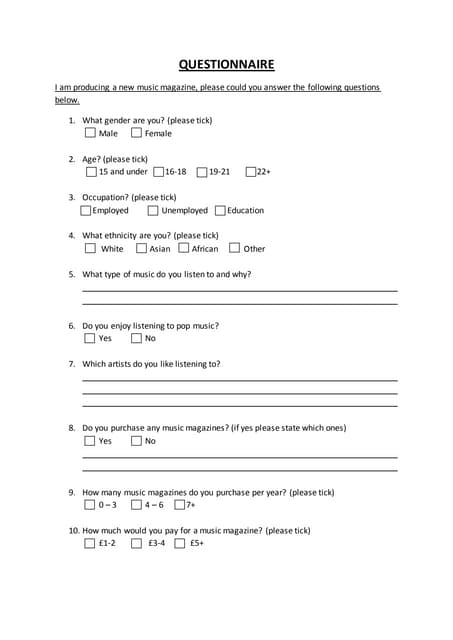Media Questionnaire | PDF