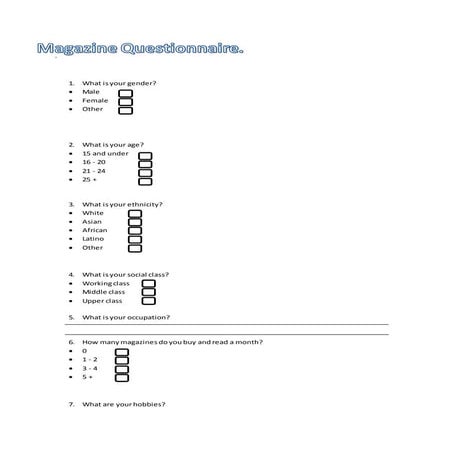 Questionnaire | DOCX