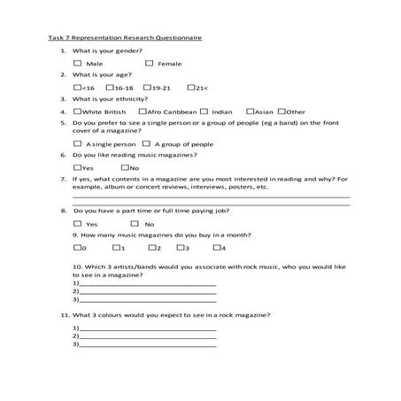 New magazine questionnaire | DOC