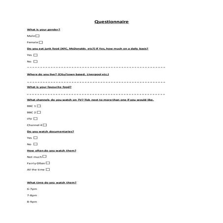 Questionnaire | PDF