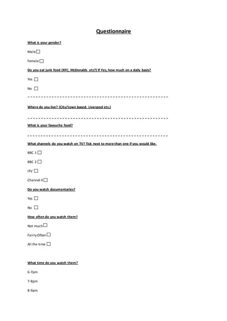 Questionnaire | PDF