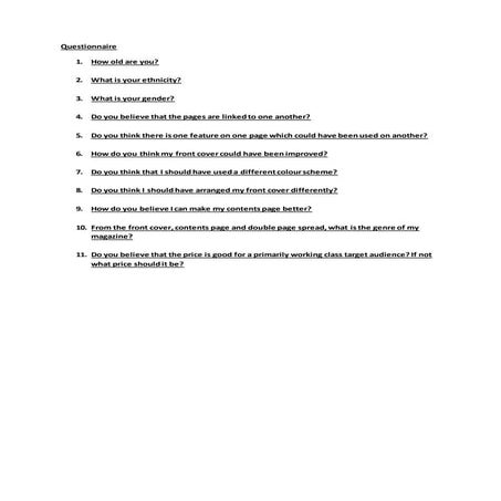 Questionnaire | DOCX