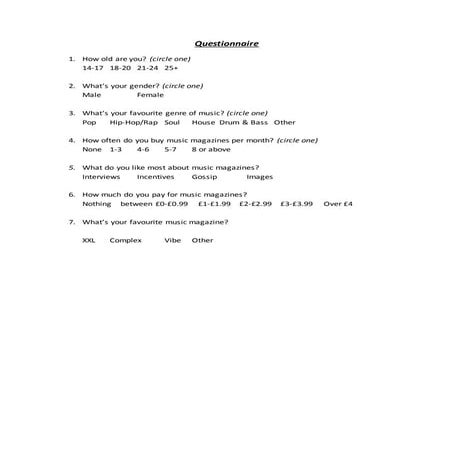 Questionnaire | DOCX