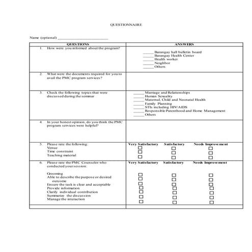 Questionnaire couple | DOCX