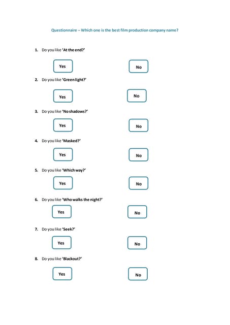 Film production names | DOCX