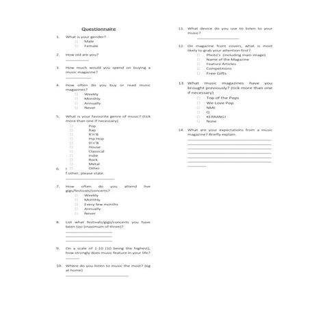 Questionnaire | DOCX