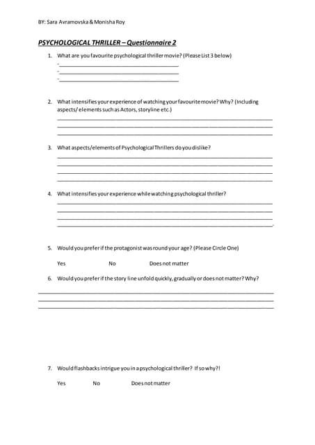 Monday Morning Madness Questionnaire | PDF