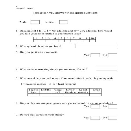 Questionnaire 2012 2 | PDF | Free Download