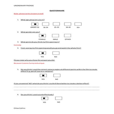 Horror film questionnaire | DOCX