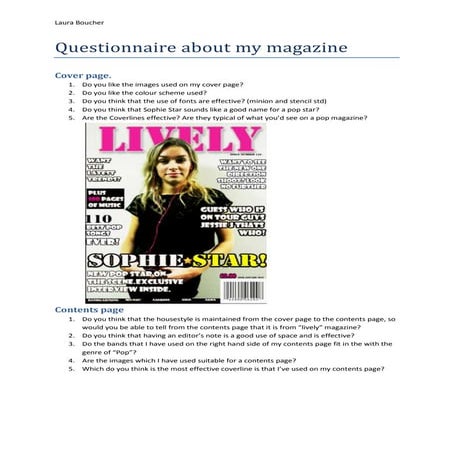 Focus group questionnaire about my magazine | DOCX
