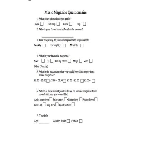 Blank Questionnaire | DOCX