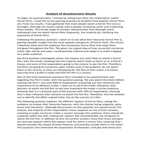 Analysis of Questionnaire Results | DOCX | Screenwriting | Content Production