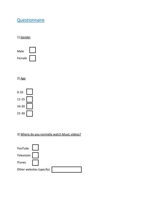 Music Magazine Questionnaire | DOCX
