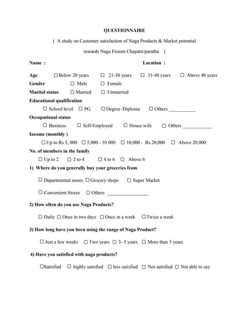 Questionnaire Format For Consumer Behaviour CU BCOM SEM III Consumer