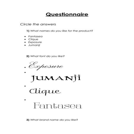 Questionnaire (font name) | DOC