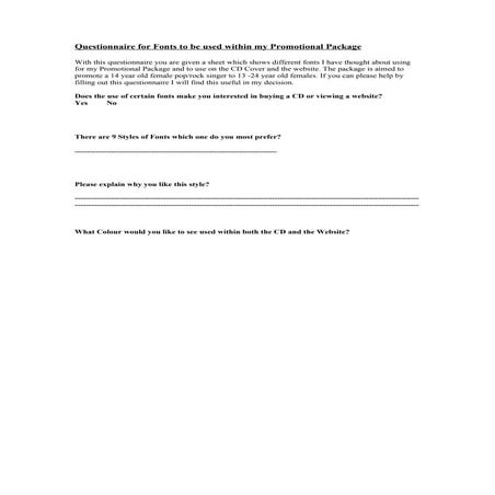 Questionnaire Fonts | DOC