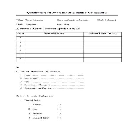 Questionnaire for awareness assessment of gp residents | DOCX