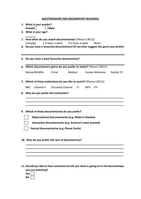 Documentary questionnaire | PDF