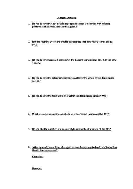 Magazine Feedback Questionnaire | DOCX | Documentary | Genres