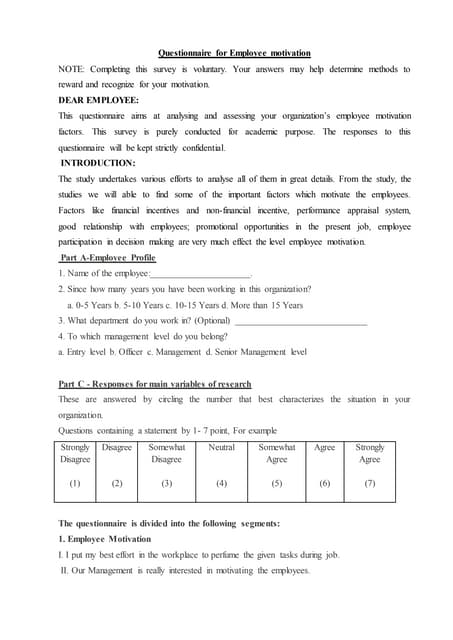 Questionnaire on Work Culture | PDF