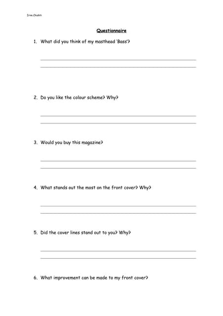 Focus group questionnaire about my magazine | PDF
