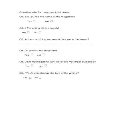 Questionnaire for magazine front cover | PDF