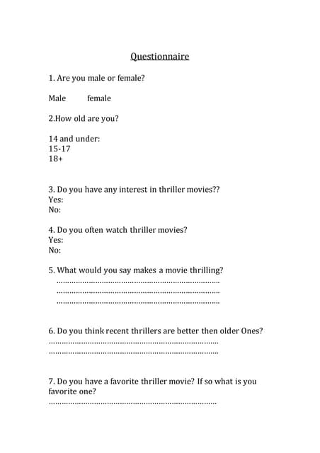 Questionnaire | PDF