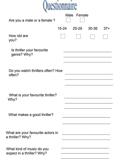 Questionnaires On Films | DOCX