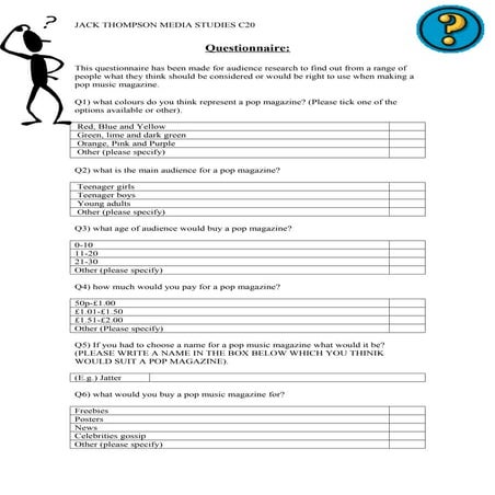 Questionnaire for target audience... | DOC