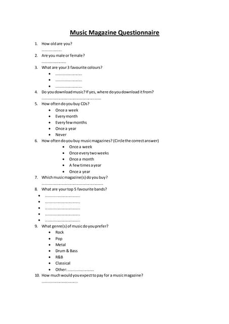 Simple questionnaire | PDF