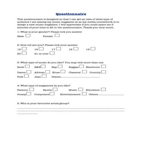 Questionnaire for music magazine | DOCX