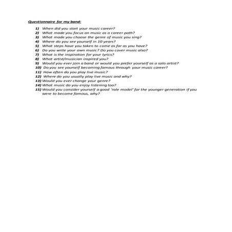 Questionnaire for my band | PDF