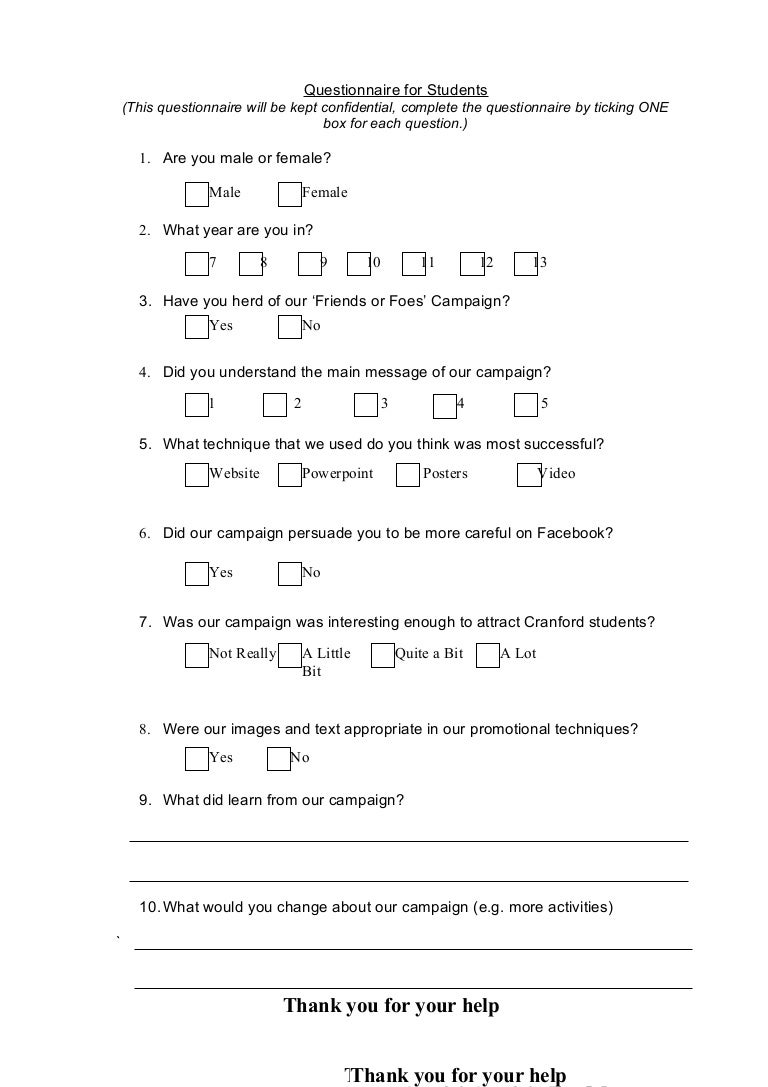 Questionnaire For Students questionnaire-for-students