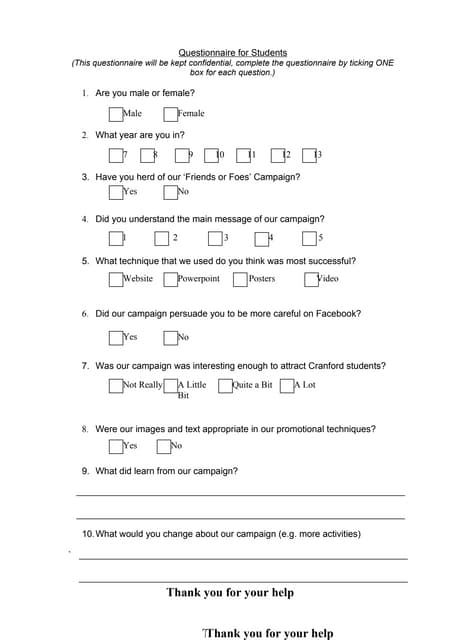 Questionnaire for Success of 'Paper Week' Campaign | PDF