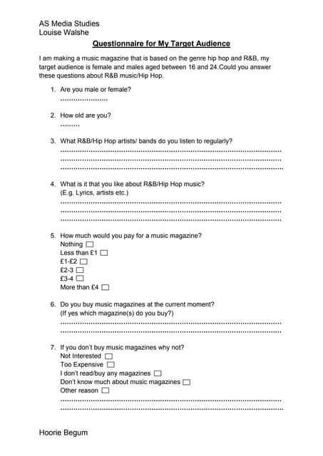 Questionnaire | PDF