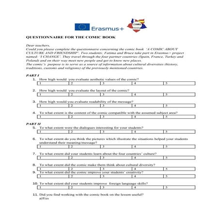 Questionnaire for the COMIC BOOK | PDF