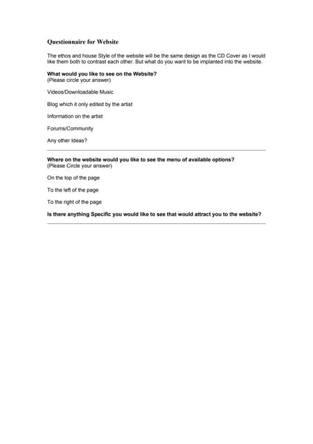 Cd Covers Questionnaire | PDF