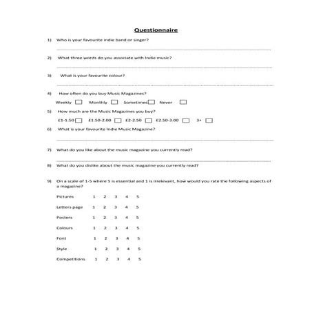 Questionnaire media | DOCX | Music | Entertainment