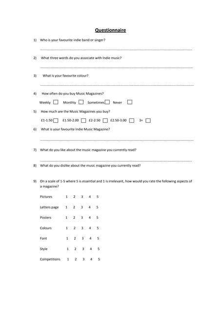 Simple questionnaire | PDF