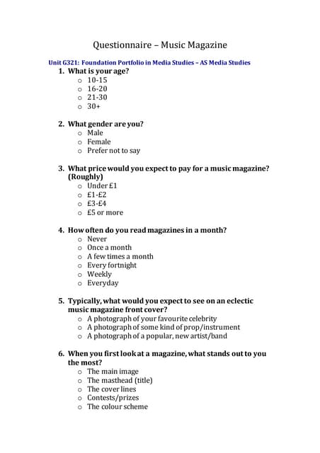Questionnaire | PDF