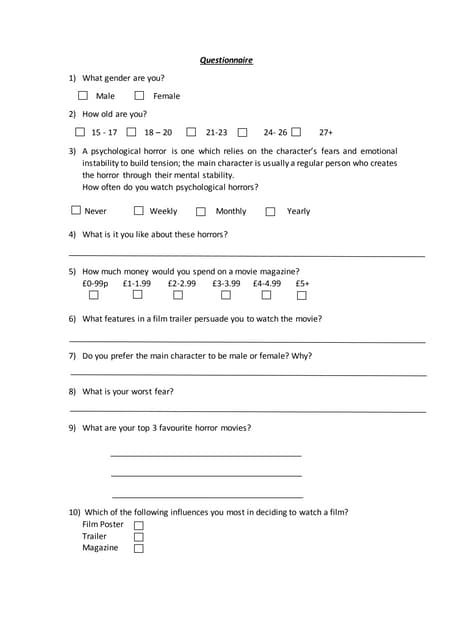 Film Trailer Questionnaire