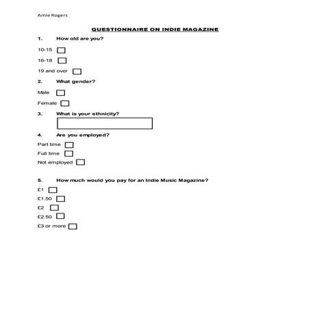 Music magazine questionnaire. | DOCX