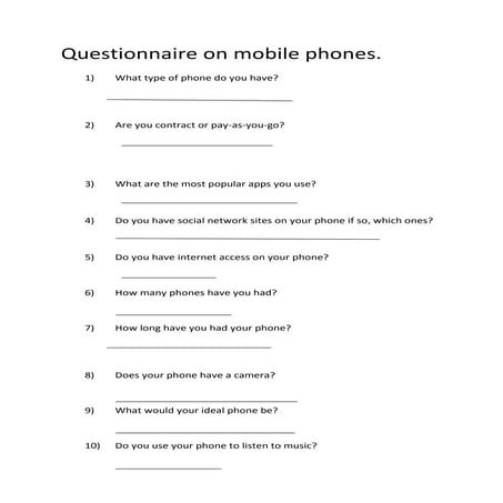 Questionnaire on mobile phones | DOCX