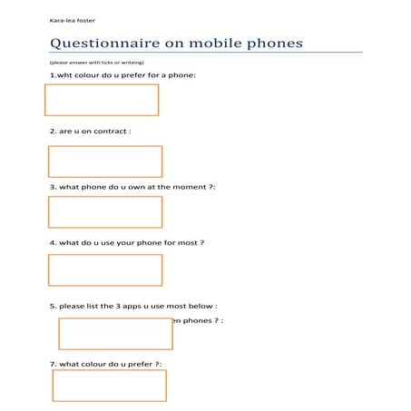 Questionnaire on mobile phones | DOCX