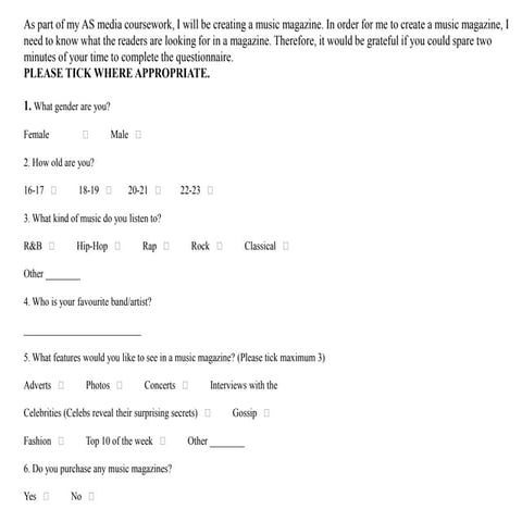 Target Audience Questionnaire | PPT