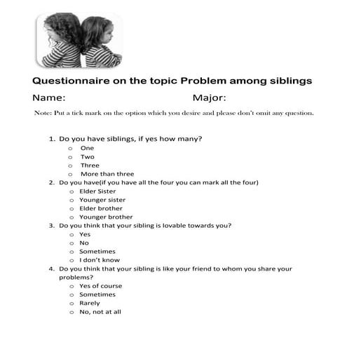 Questionnaire on the topic problem among siblings | DOCX