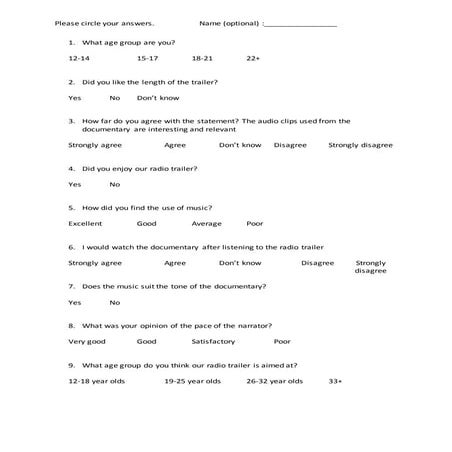 Questionnaire radio draft | PDF