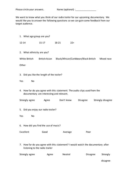 Questionnaire radio draft | PDF