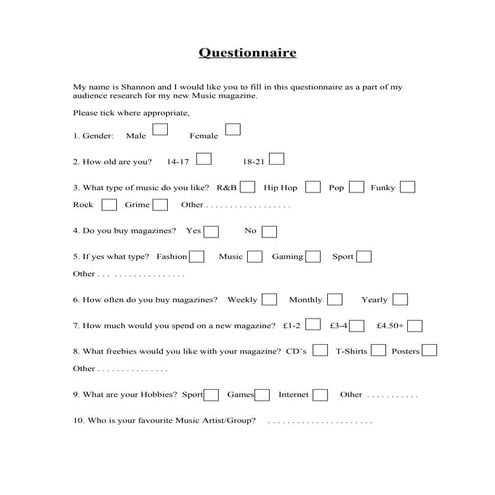 Questionnaire | PPTX